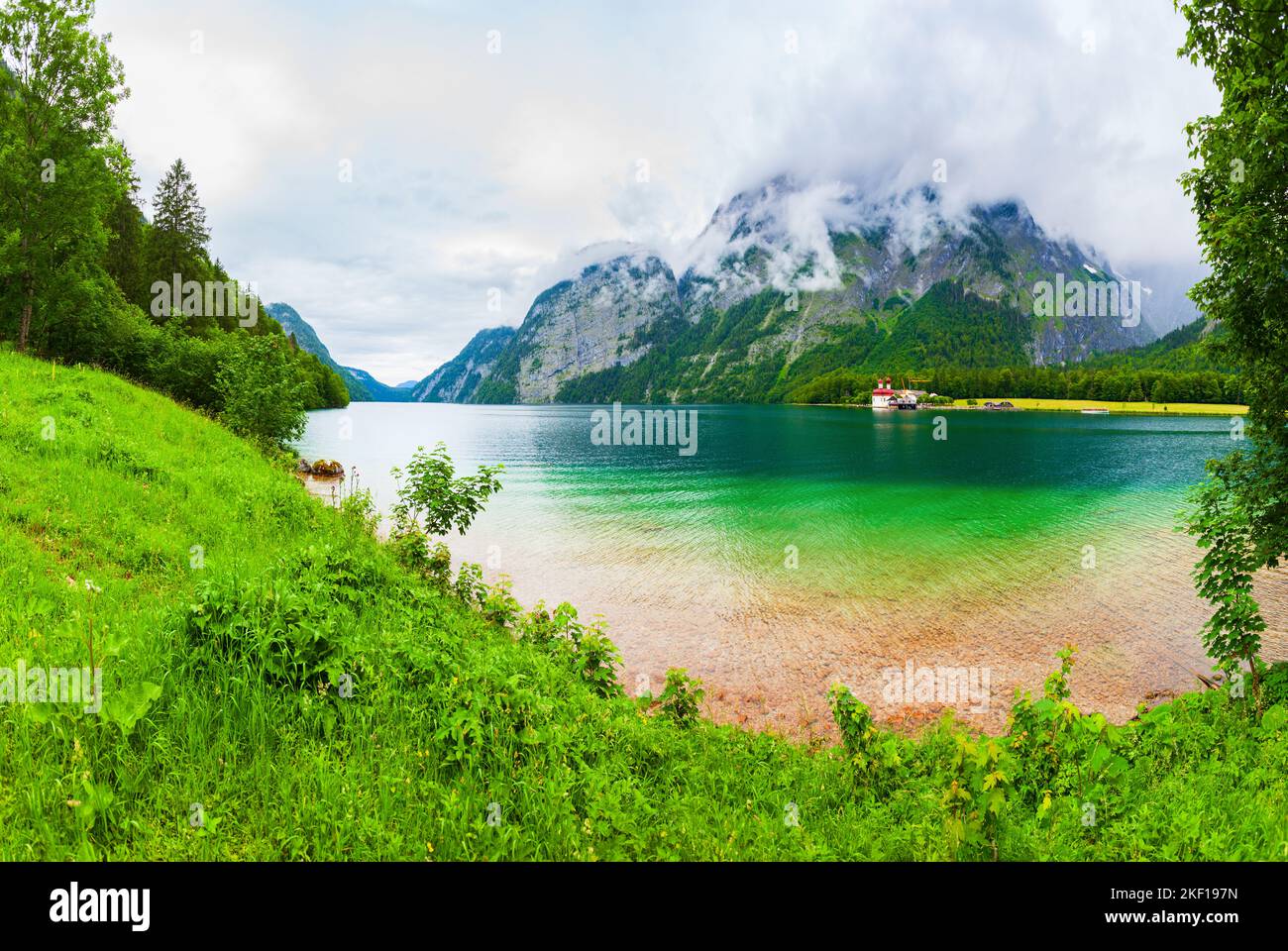 The Konigssee is a natural lake in the southeast Berchtesgadener Land ...
