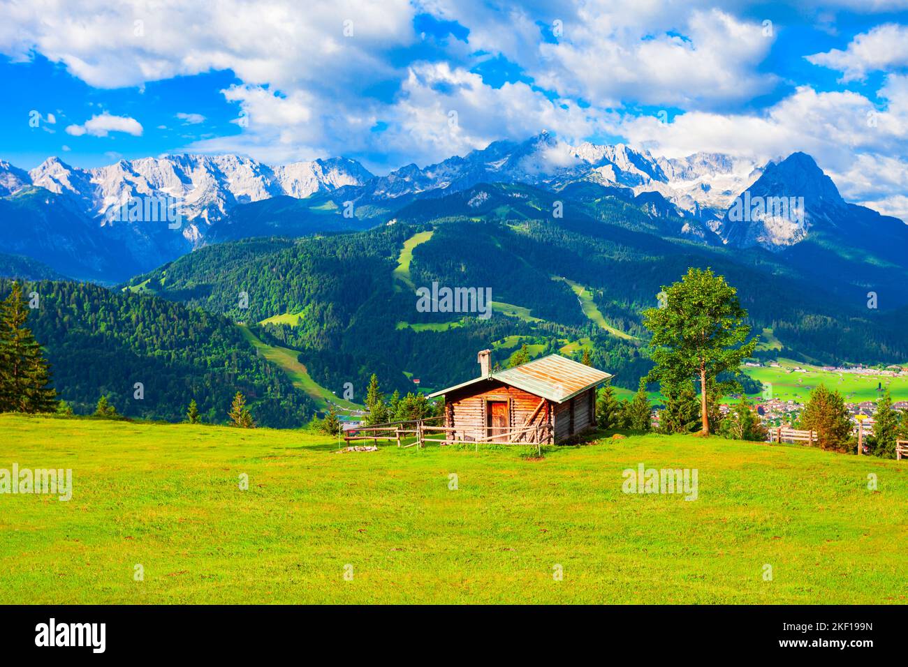 Zugspitze and Alpspitze Alps mountains aerial panoramic view from ...