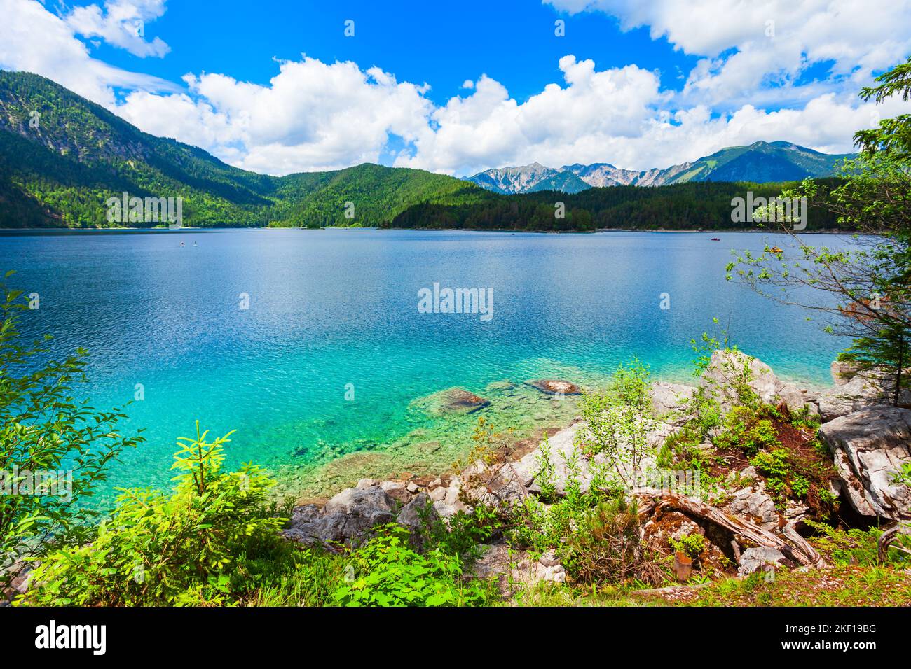 Eibsee lake near Garmisch-Partenkirchen town in Bavaria, Germany Stock ...