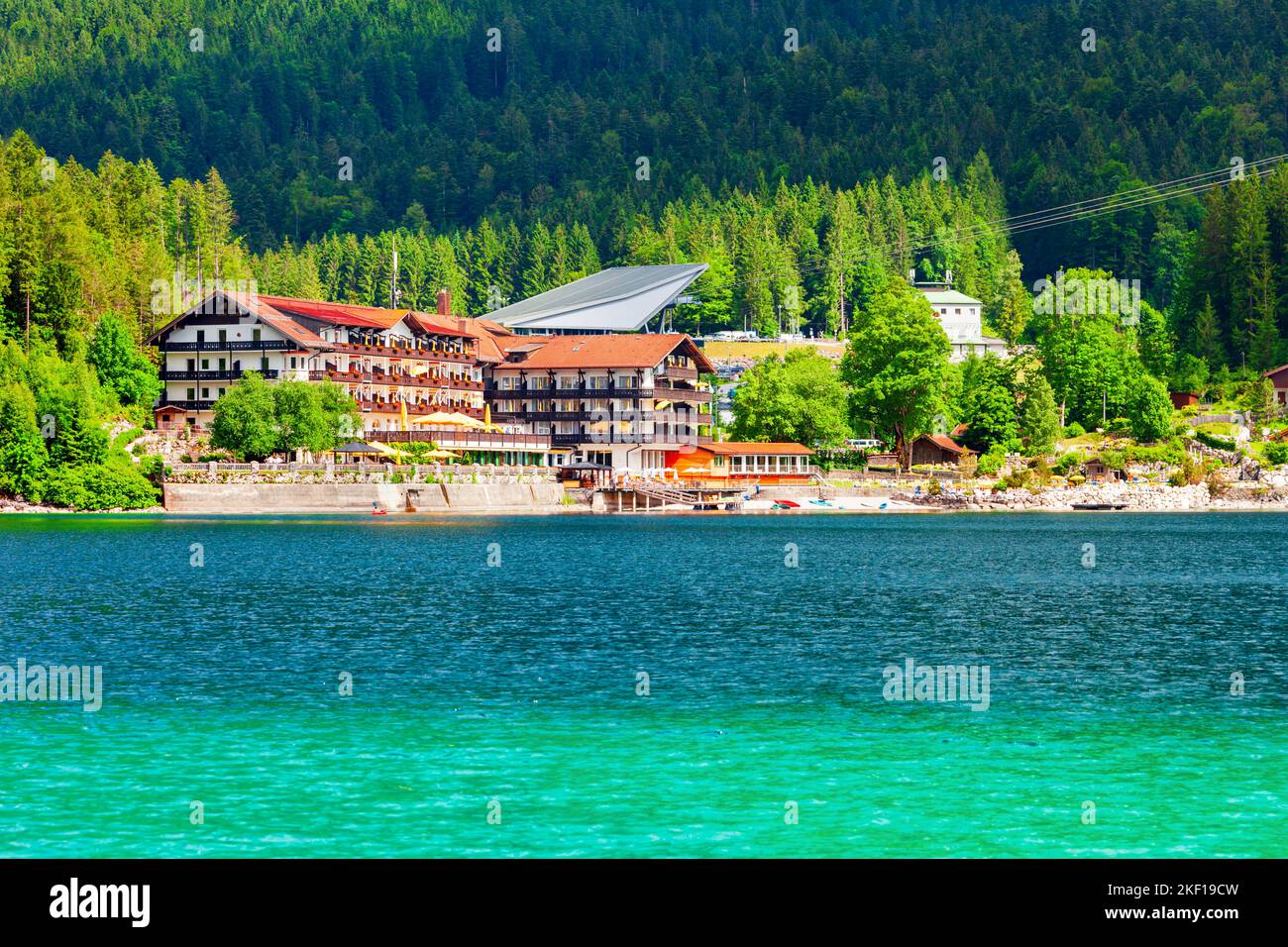 Eibsee lake near Garmisch-Partenkirchen town in Bavaria, Germany Stock ...