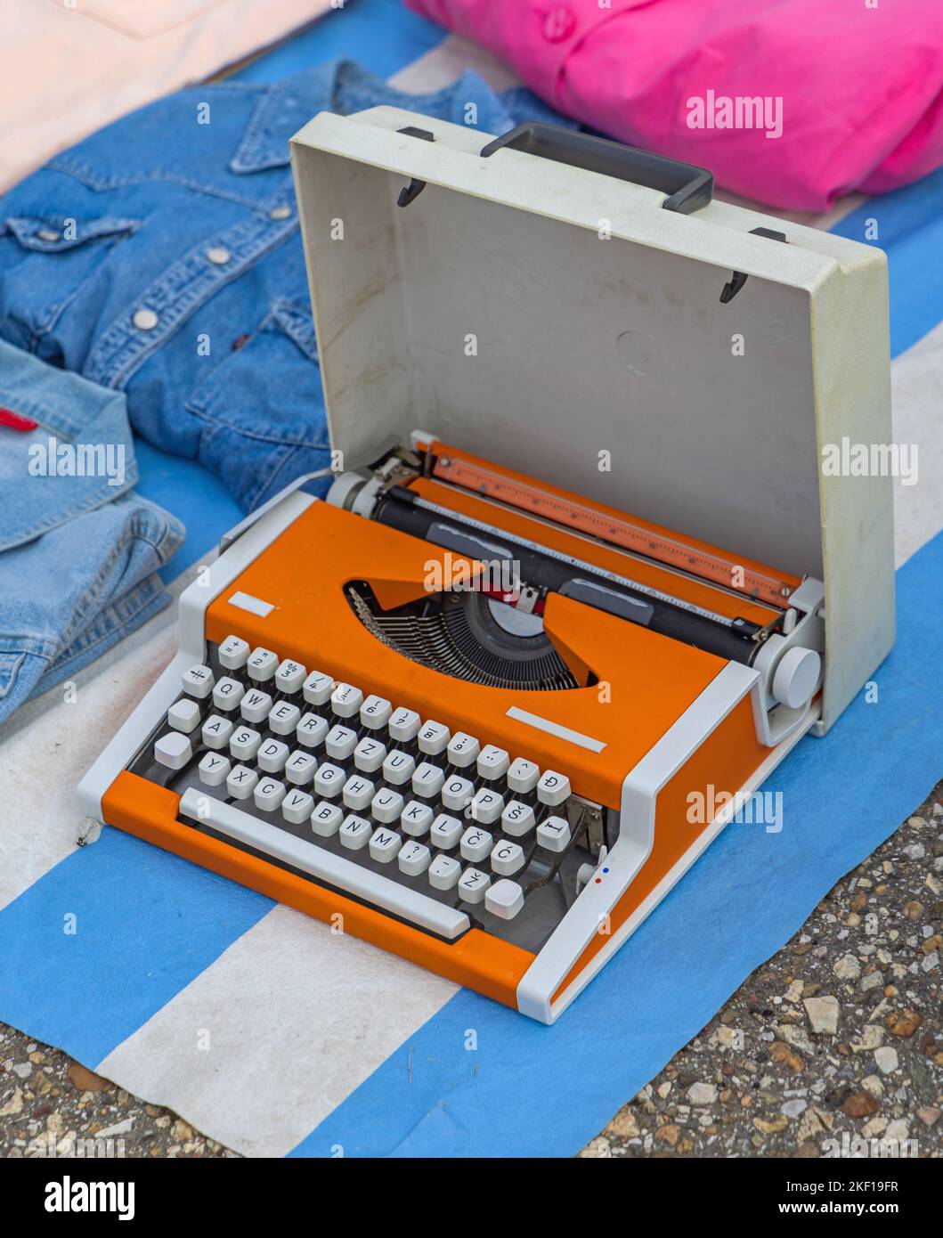 Portable Orange Typewriter Machine With Open Cover for Sale at Flea ...