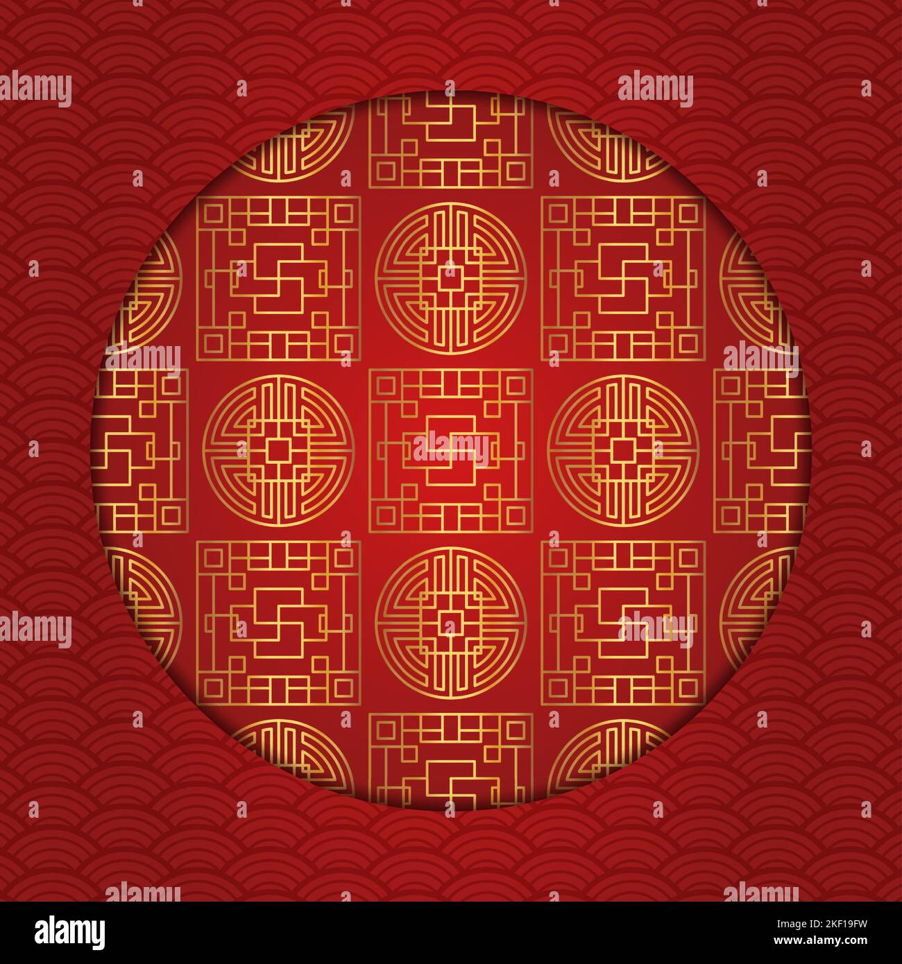 Traditional chinese round pattern frame. Oriental, japanese circle ...