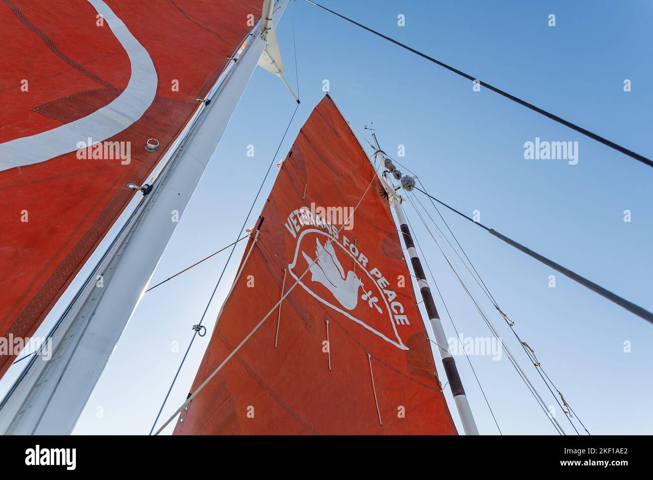 The Golden Rule sailboat operated by Veterans for Peace giving tours to ...