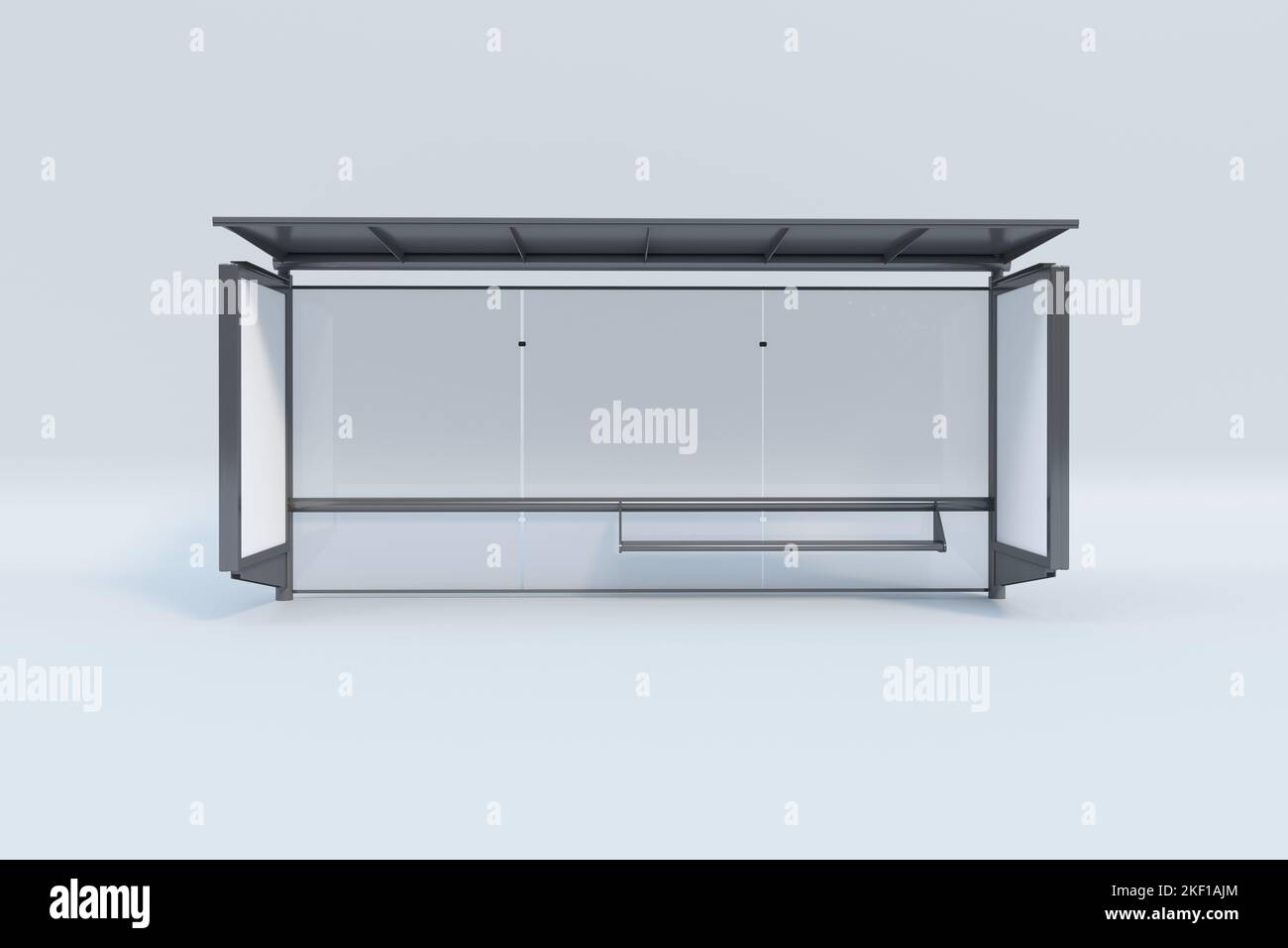 A 3D rendering of a modern simple bus stop on white background Stock ...