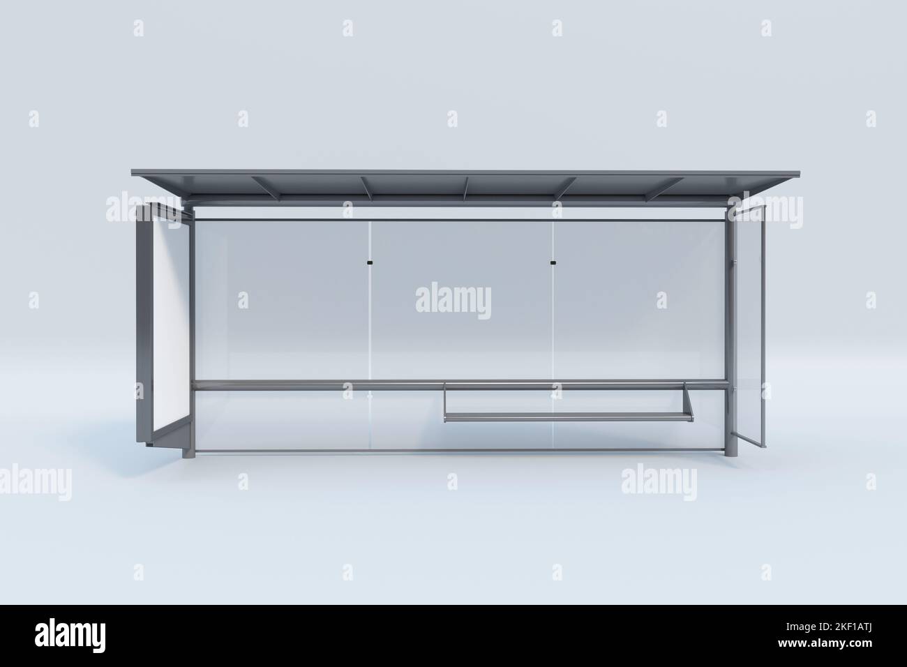 A 3D rendering of a modern simple bus stop on white background Stock ...
