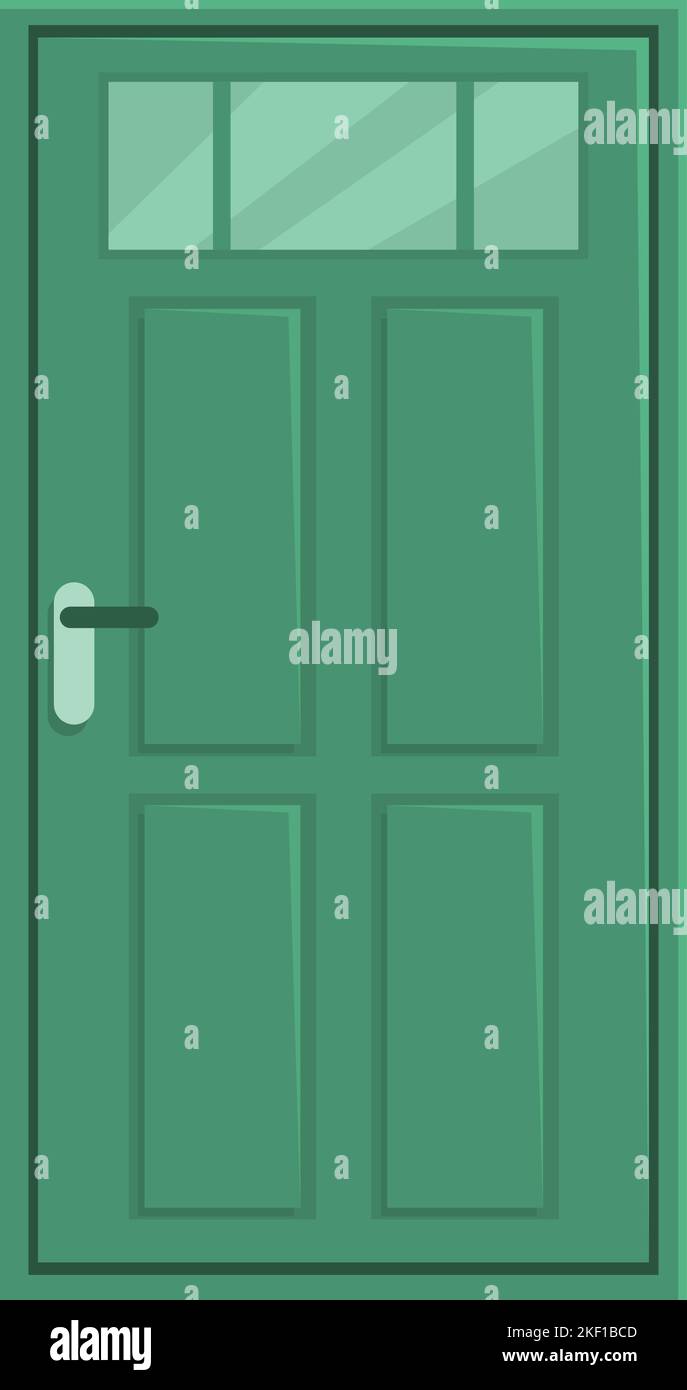 Green door icon cartoon vector. Front home. Decoration wooden Stock ...