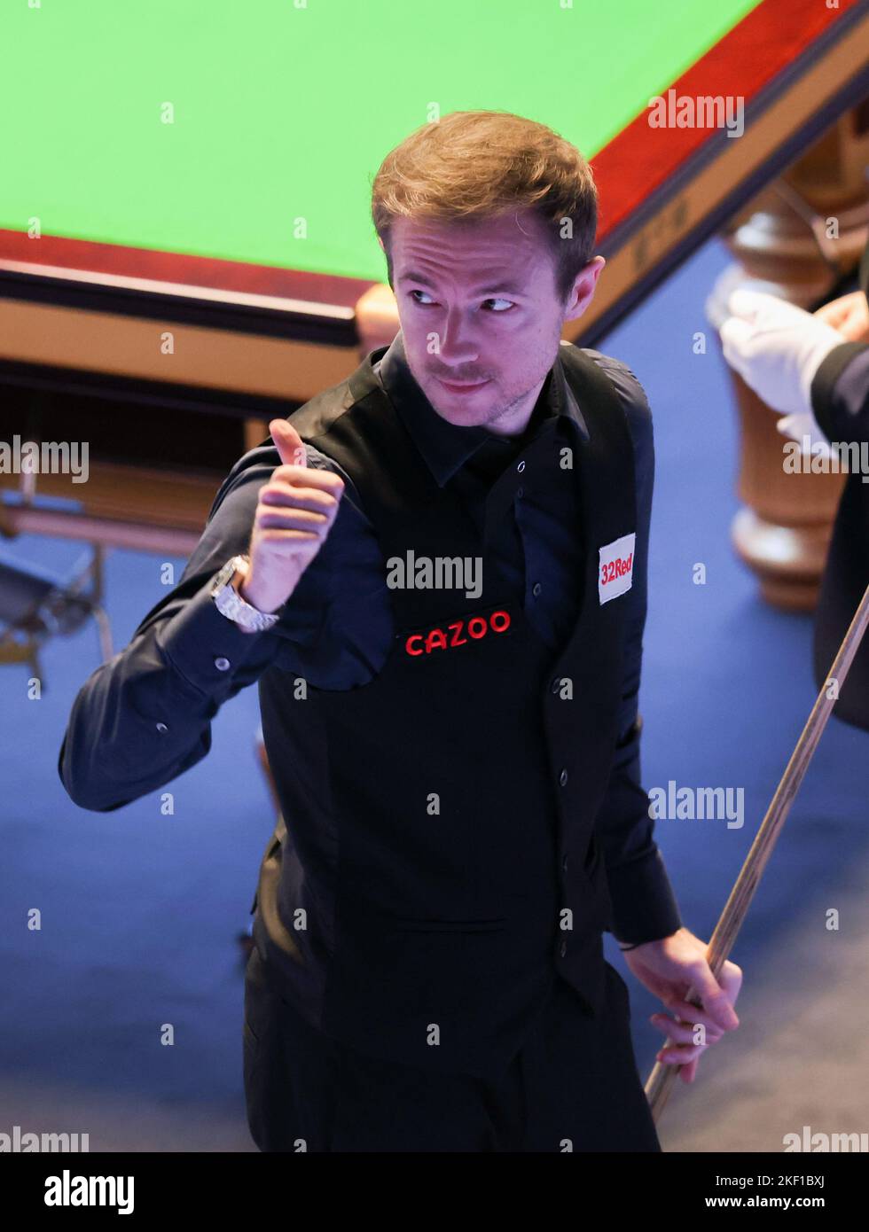England’s Jack Lisowski celebrates following victory on day four of the ...