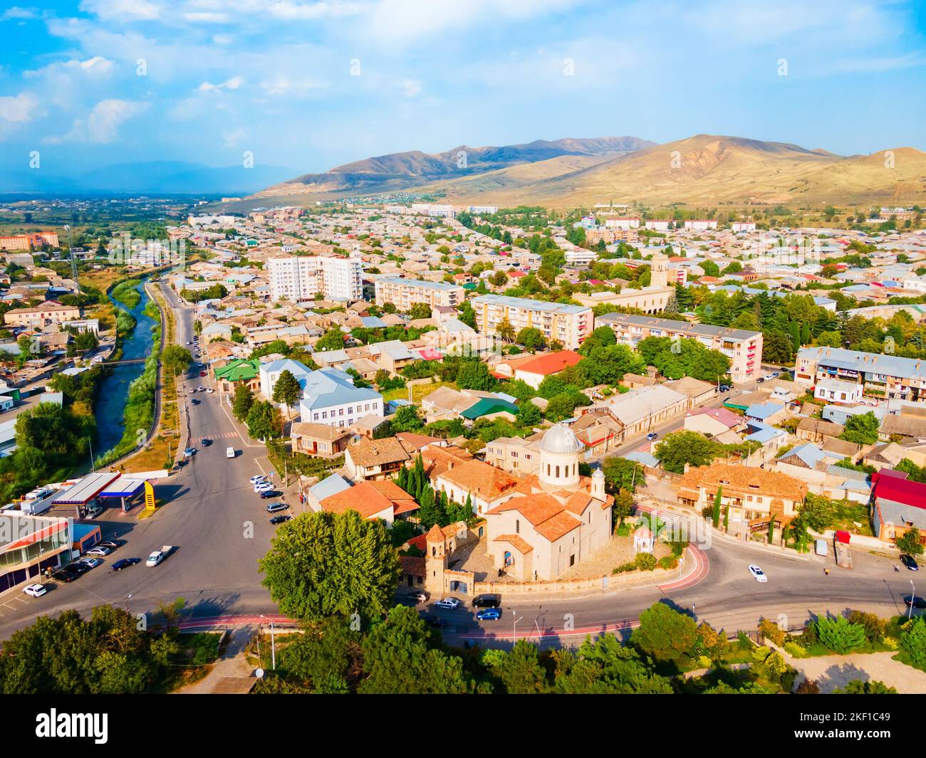 Gori town aerial panoramic view, Georgia. Gori is a city in eastern ...
