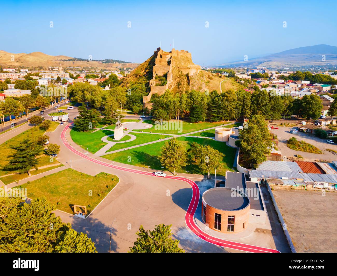 Gori Fortress or Goris Tsikhe aerial panoramic view, Georgia. It is a ...