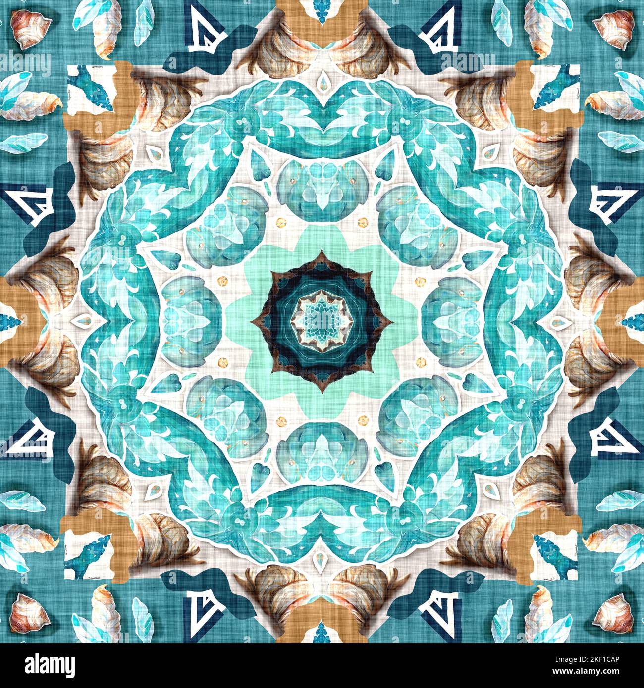 Teal beach house coastal style patchwork pattern tile. Modern nantucket ...