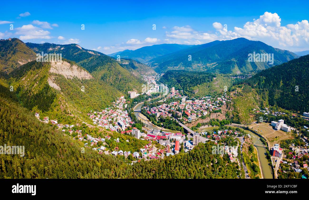 Borjomi aerial panoramic view. Borjomi is a resort town in Samtskhe ...