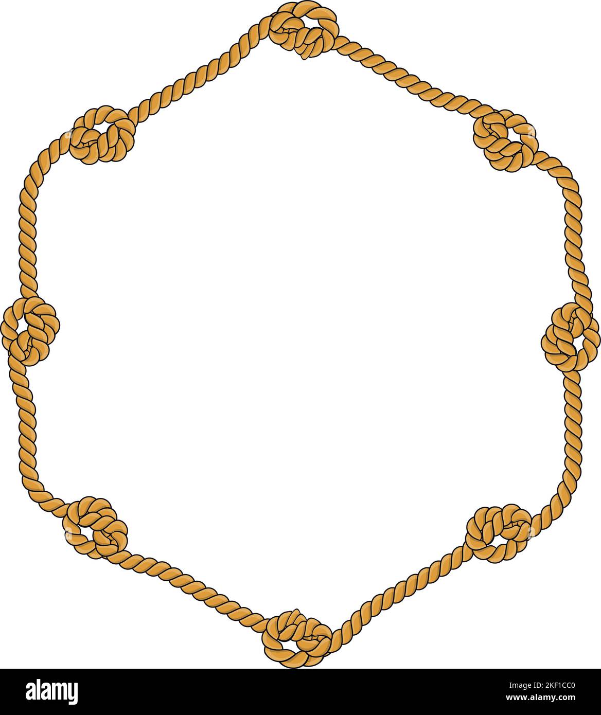 Hexagonal rope frame isolated on white background. Twisted cord Stock ...