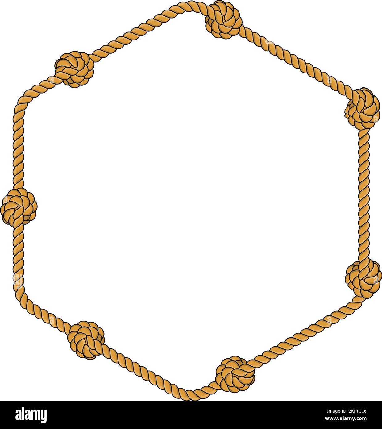 Hexagonal rope frame isolated on white background. Twisted cord Stock ...
