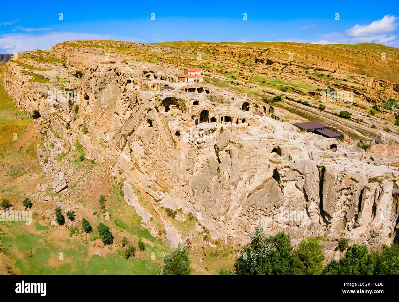 Uplistsikhe aerial panoramic view. Uplistsikhe is an ancient rock hewn ...