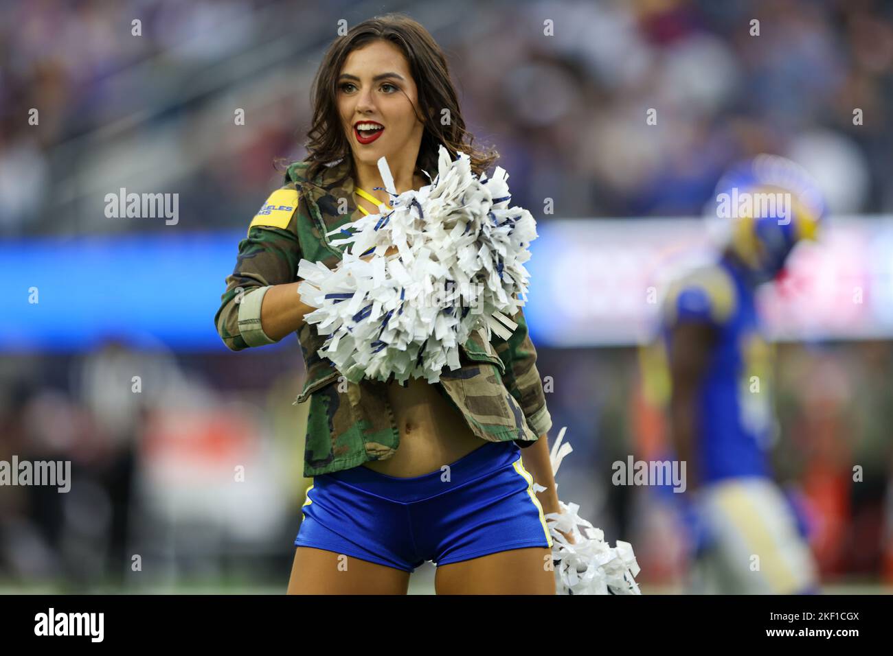 Los Angeles Rams cheerleader in a game against Arizona Cardinals during ...