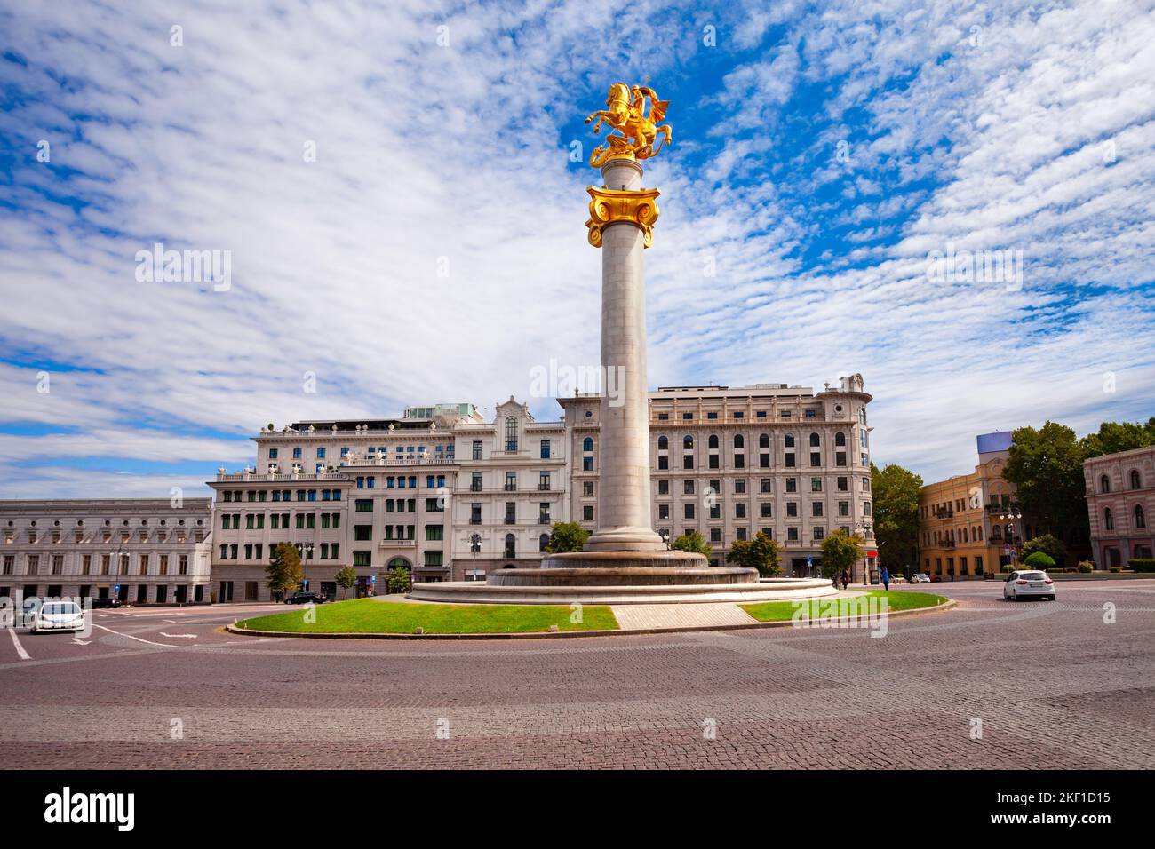 St. George monument at Freedom Square or Liberty Square in Tbilisi old ...