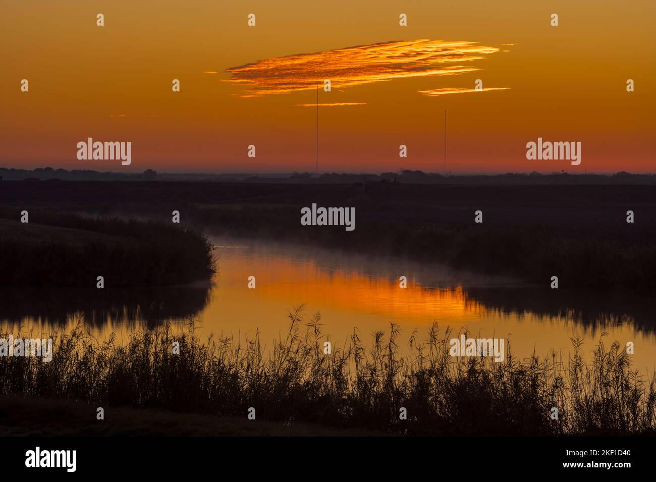 Dawn skies over Resaca Llano Grande, Llano Grande RV resort, Mercedes ...