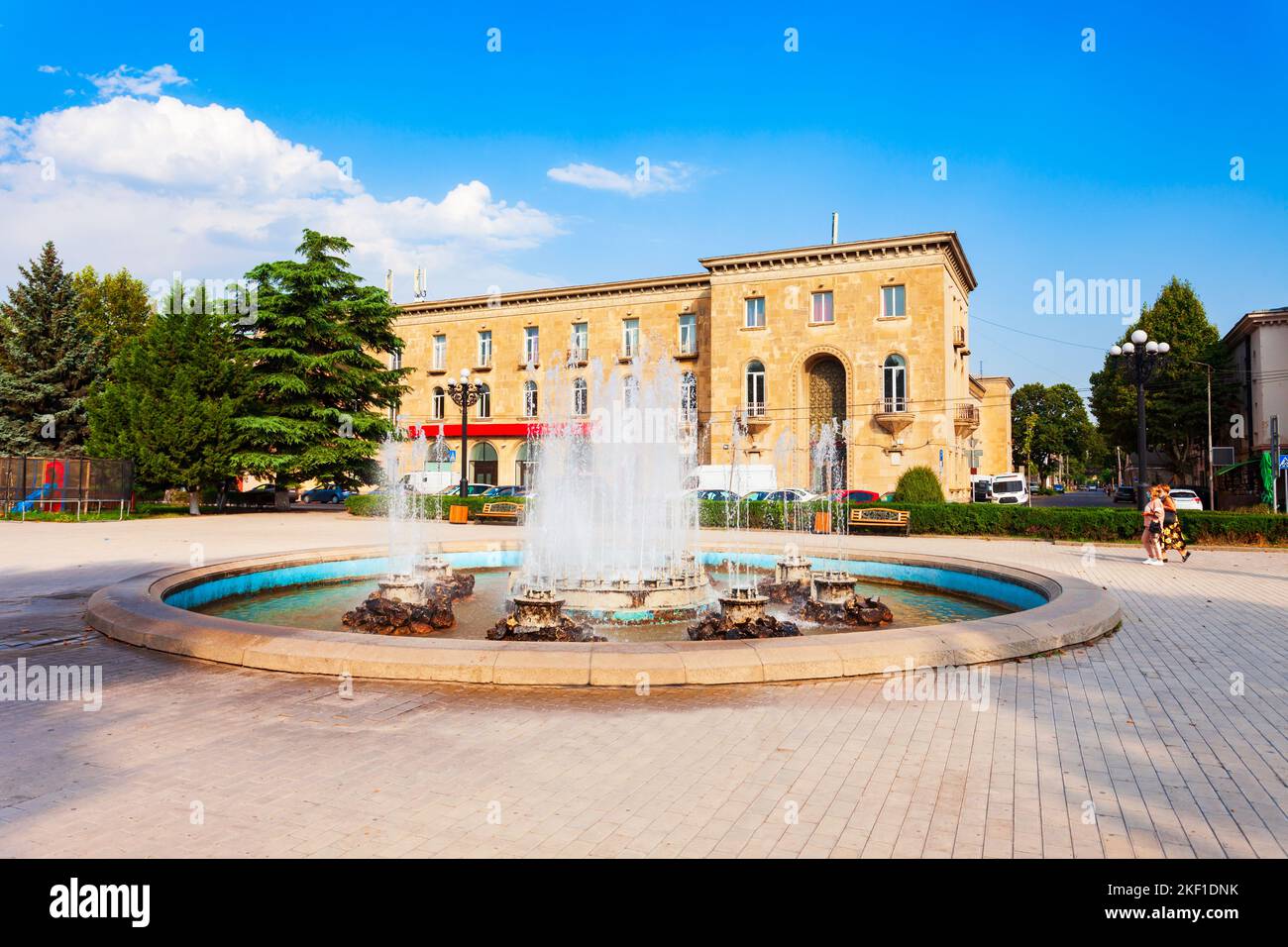 Fountain in public park near Stalin Avenue in Gori old town. Gori is a ...