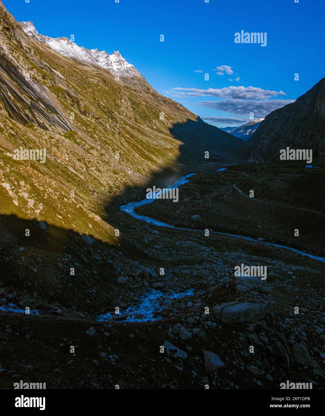 a vertical shot of a trail between mountain peaks Stock Photo - Alamy