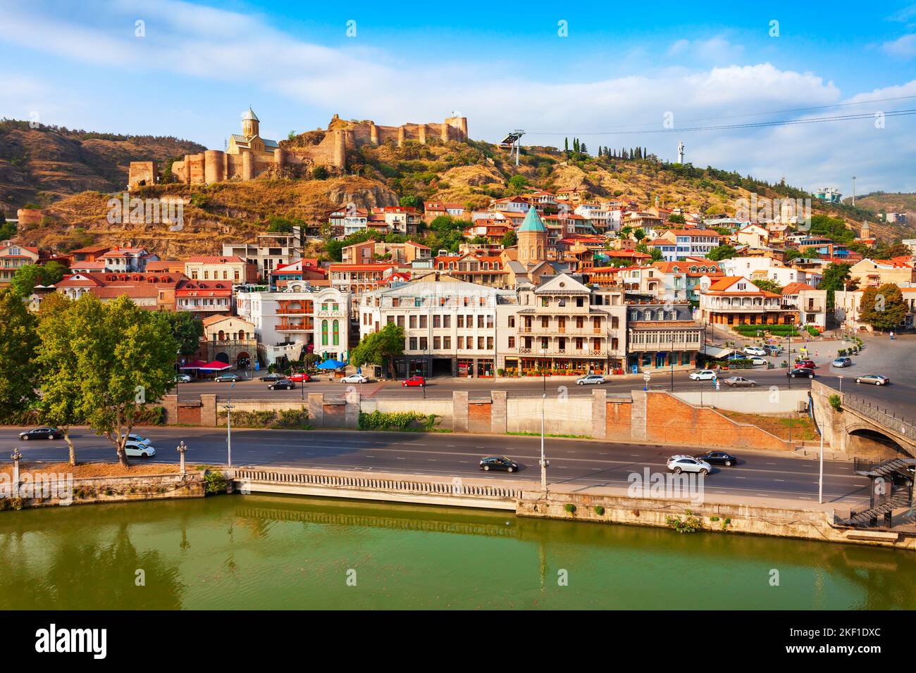 Tbilisi old town aerial panoramic view. Tbilisi is the capital and the ...