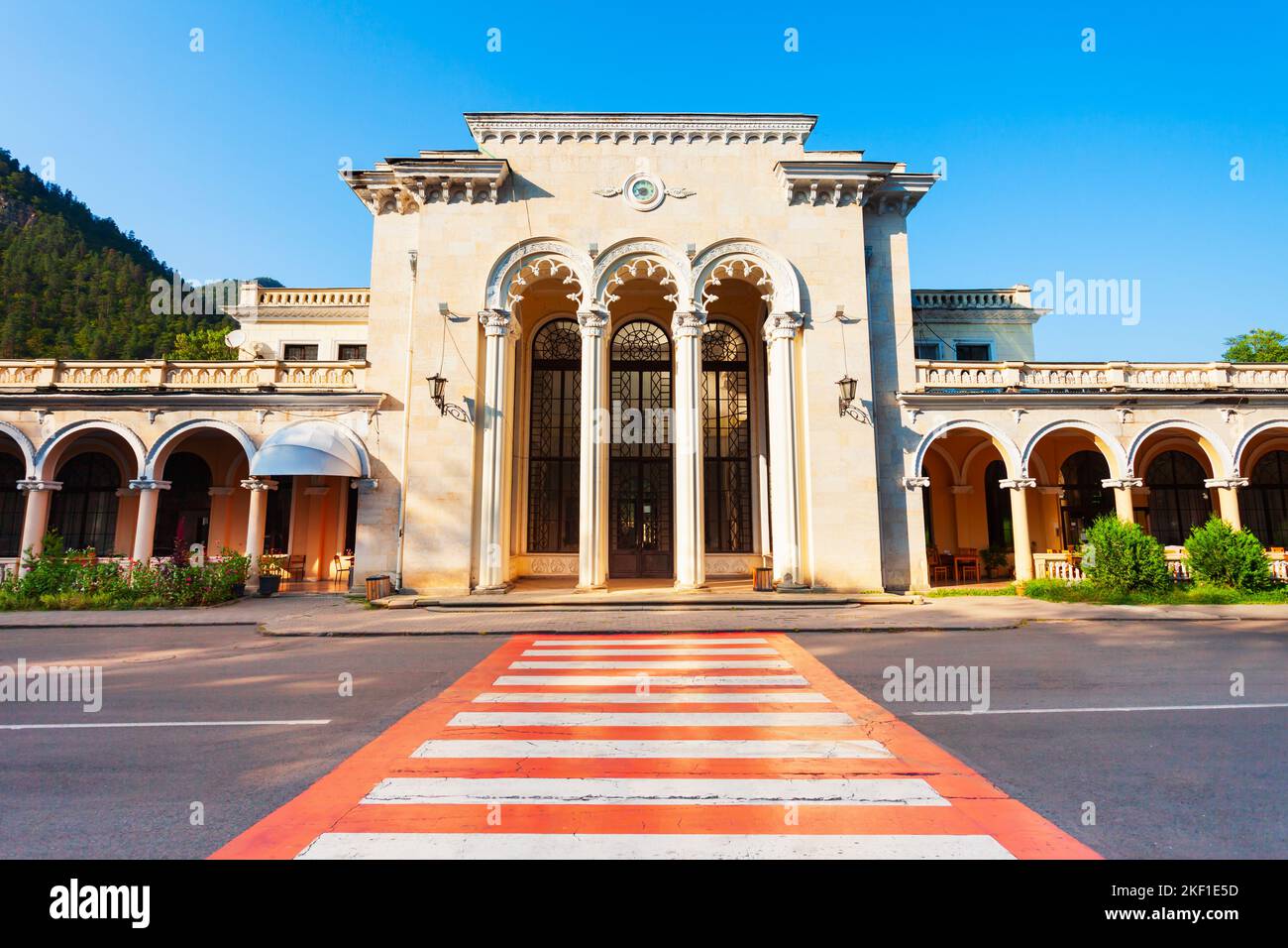 Borjomi Railway Station building. Borjomi is a resort town in Samtskhe ...