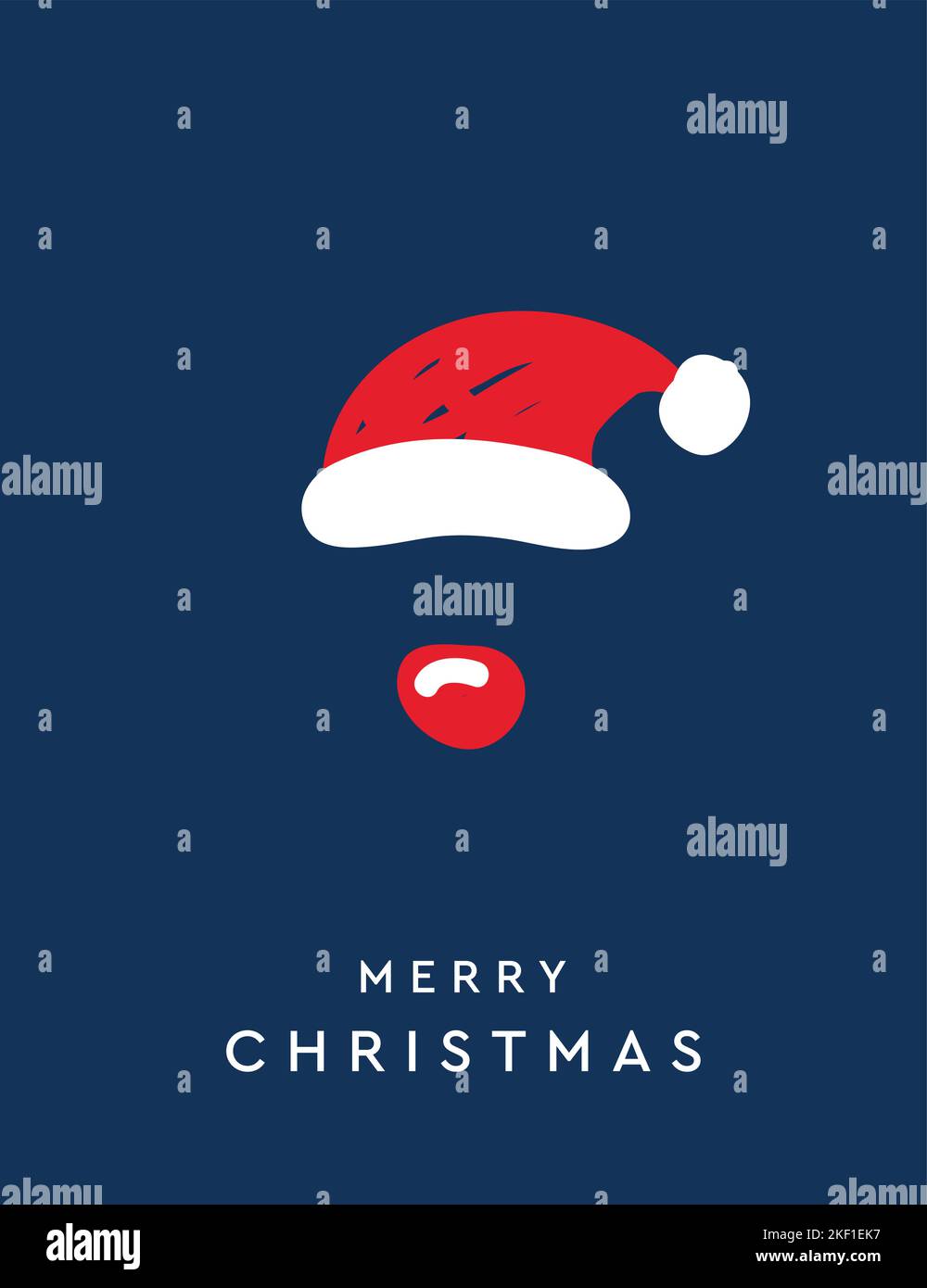 santa with red nose drawing christmas greeting card on white background ...