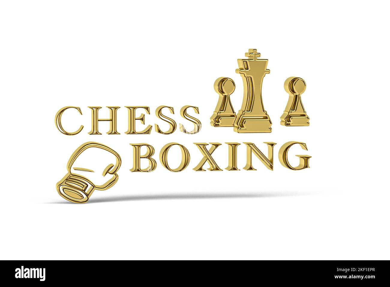 Golden 3d chess boxing icon isolated on white background - 3D render ...