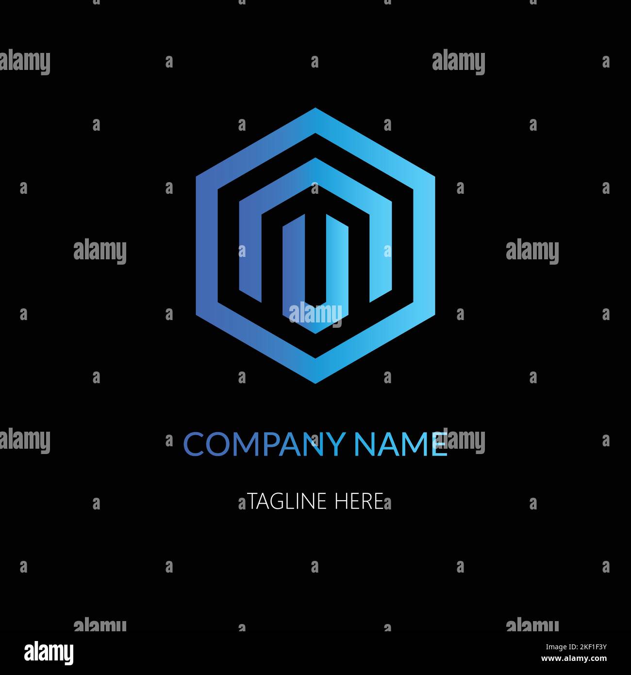 A company logo vector design in blue gradient color isolated on black ...