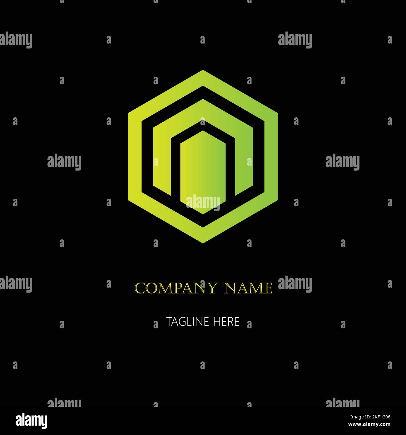 A company logo vector design in green gradient color isolated on black ...