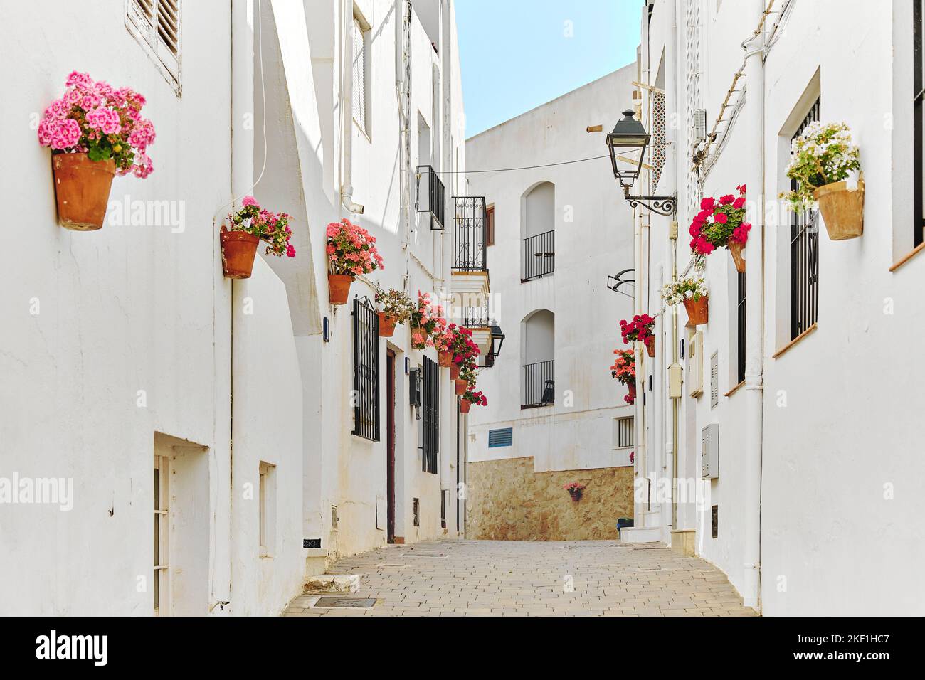 Picturesque whitewashed village in south of Spain of Mojacar, famous ...