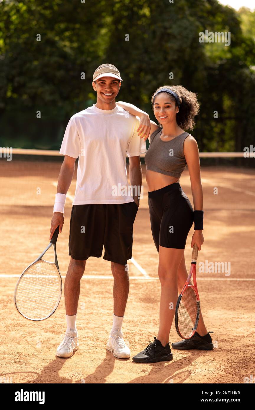Two tennis players at the tennis courts Stock Photo - Alamy