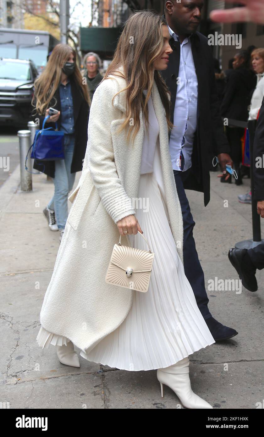Actress Jessica Biel arriving to a TV show in Midtown, New York, NY on ...
