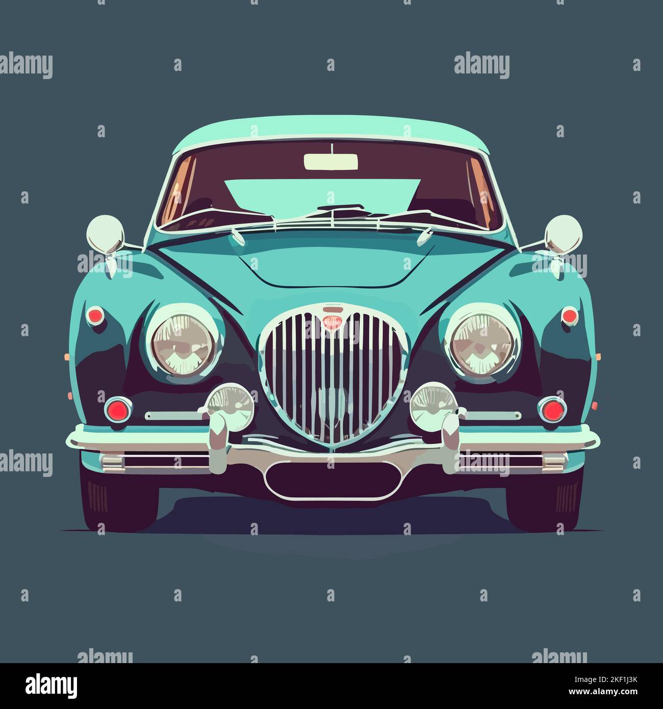 A Vector Illustration Of A Vintage Cool Car Isolated On A Blue Background Stock Vector Image