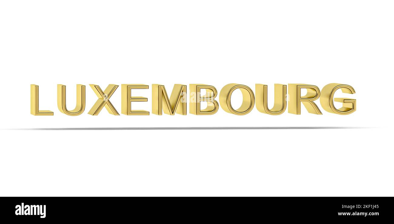 Golden 3D country inscription isolated on white background - 3D render ...