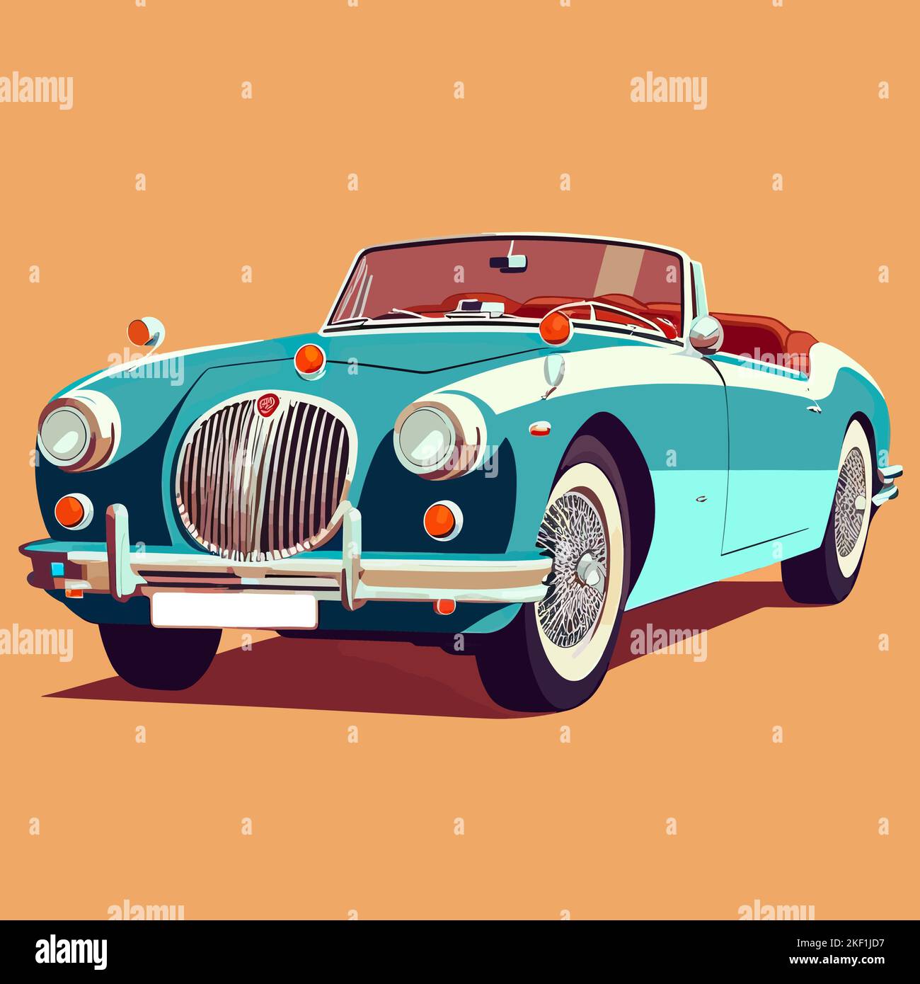 A Vector Illustration Of A Vintage Cool Car Isolated On An Orange Background Stock Vector Image