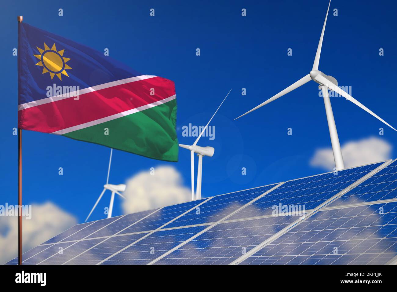 Namibia renewable energy, wind and solar energy concept with wind ...