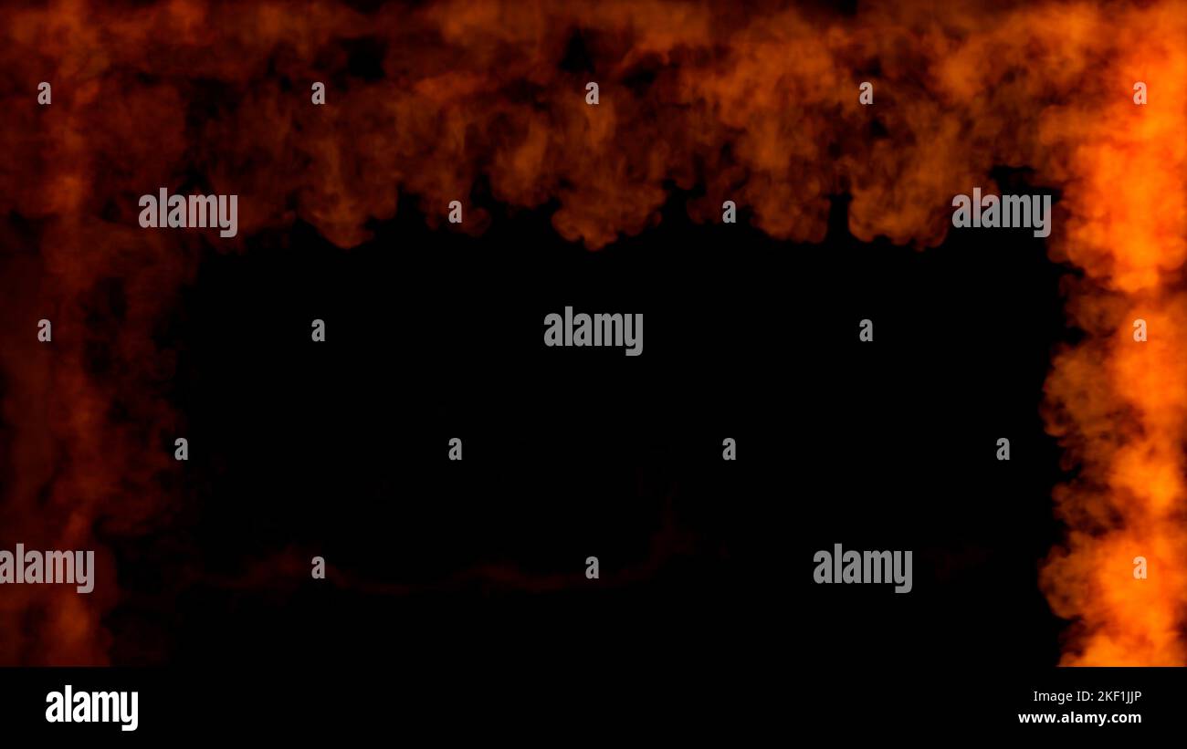 blazing fire lines screen frame on black, isolated - object 3D ...