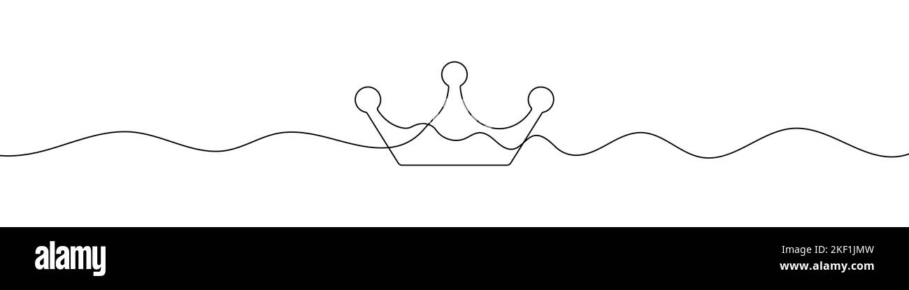 Crown linear background. One continuous line drawing of crown. Vector ...