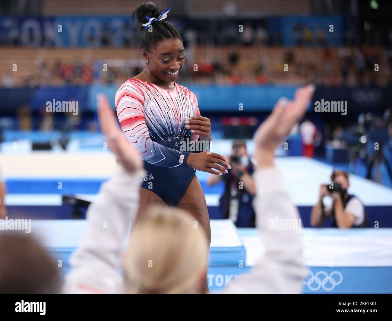 AUGUST 03rd, 2021 - TOKYO, JAPAN: applauded by her coach Cecile LANDI ...
