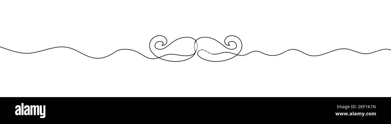 Linear background of mustache. One continuous line drawing of a ...