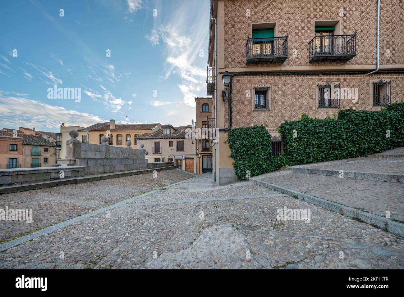 Downhill stone stairs in an ancient city a winter sunrise Stock Photo ...