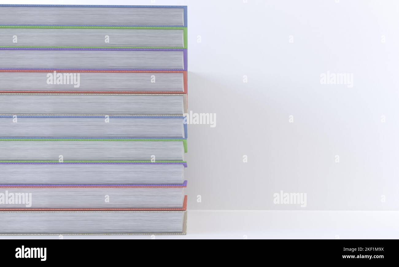An illustration of a 3D rendering of books stacked on top of each other ...