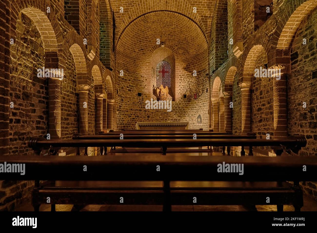 The Lower Chapel of the Basilica of Holy Blood in Bruges in Romanesque ...