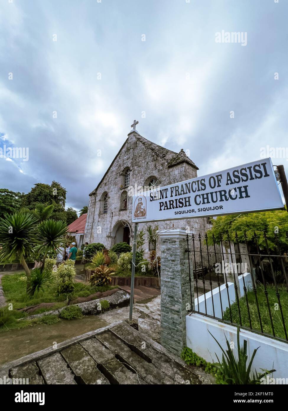 The St. Francis of Assisi Parish Church against the background of the ...