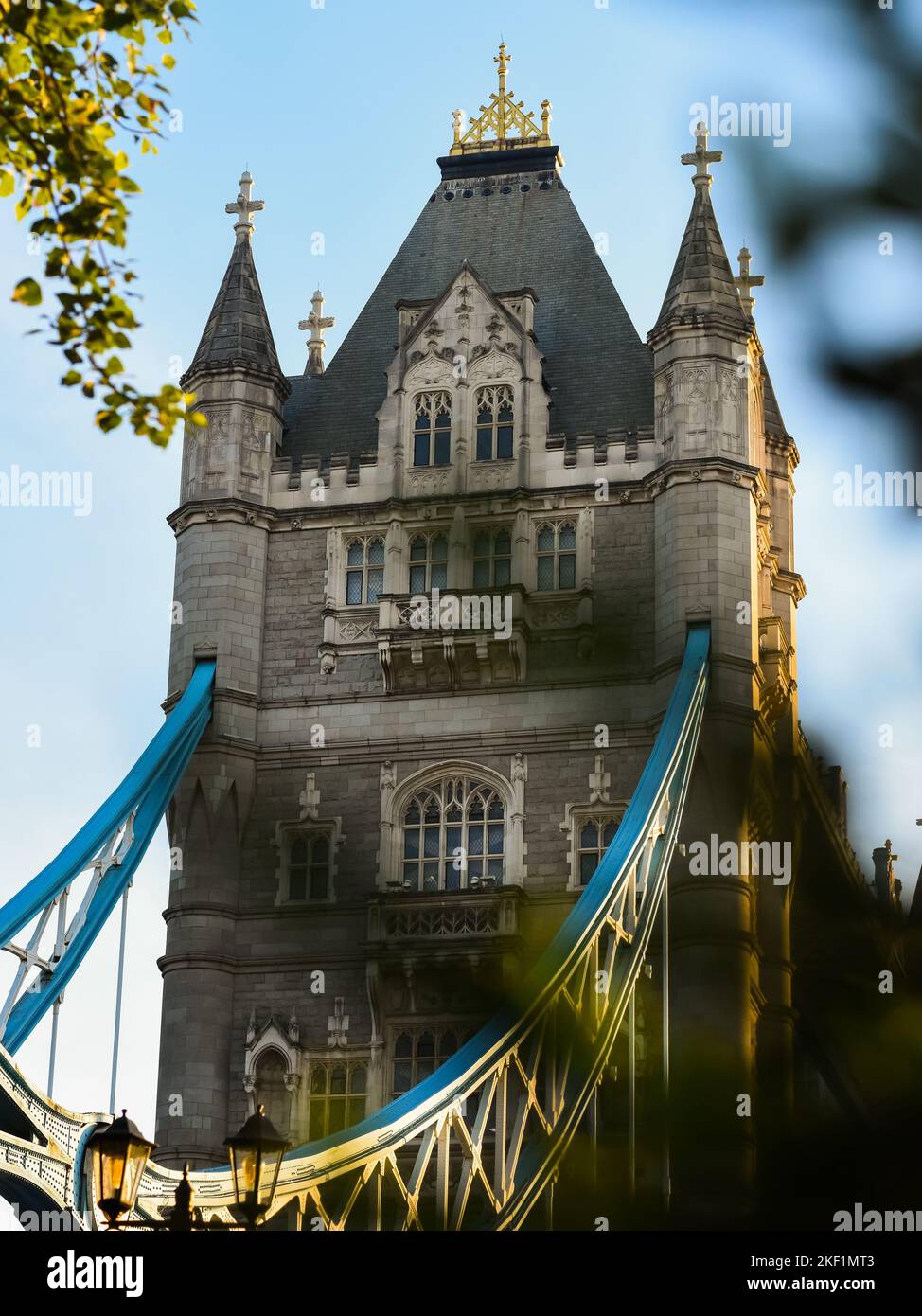 A vertical shot of the part of the London tower bridge. England Stock ...