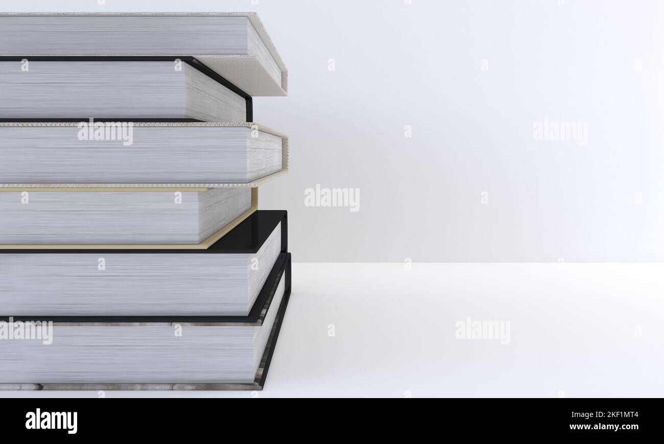 An illustration of a 3D rendering of books stacked on top of each other ...