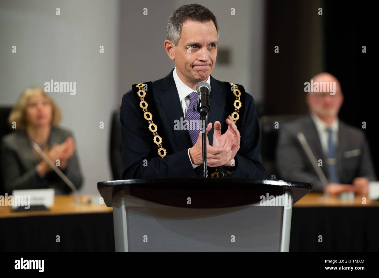 Ottawa Mayor Mark Sutcliffe delivers remarks after being sworn-in ...