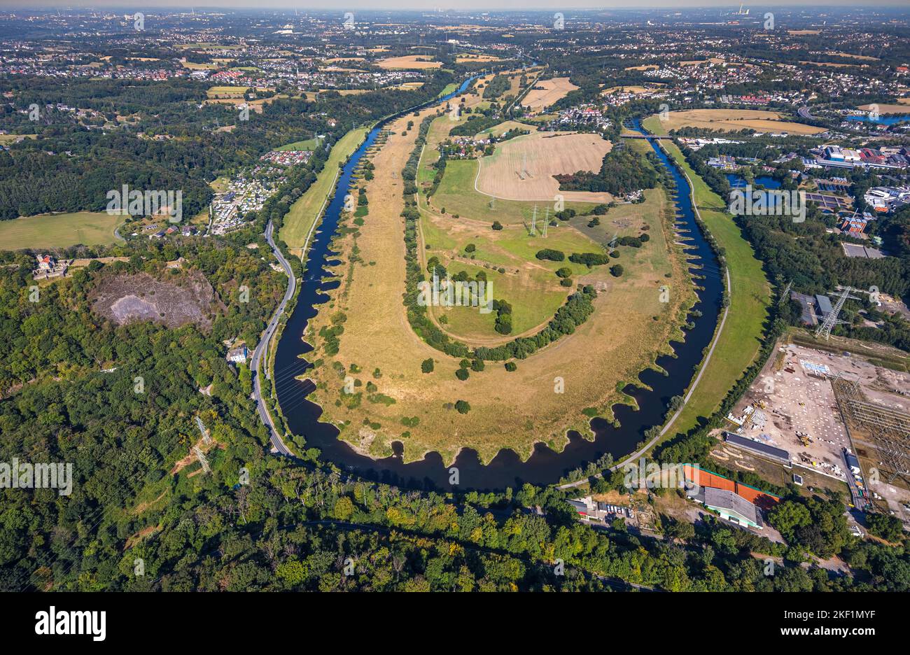 Aerial view, Hattinger Ruhr Loop, Ruhraue Winz nature reserve, Ruhr ... Aerial view, Hattinger Ruhr Loop, Ruhraue Winz nature reserve, Ruhr ...