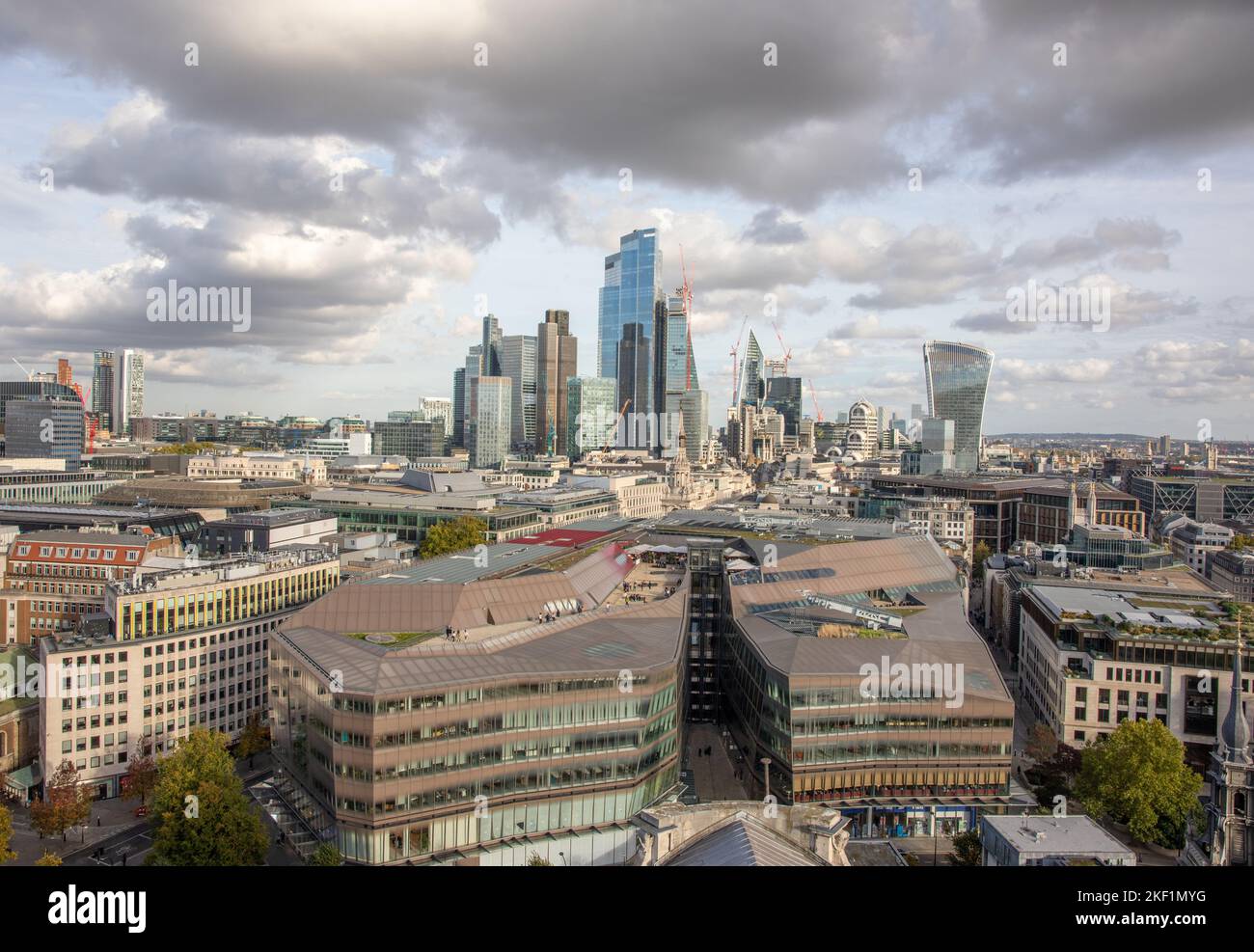 An aerial view of cityscape London surrounded by buildings Stock Photo ...