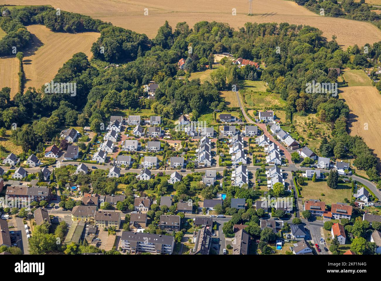 Aerial view, new development area single family row houses Baaker Berg ...